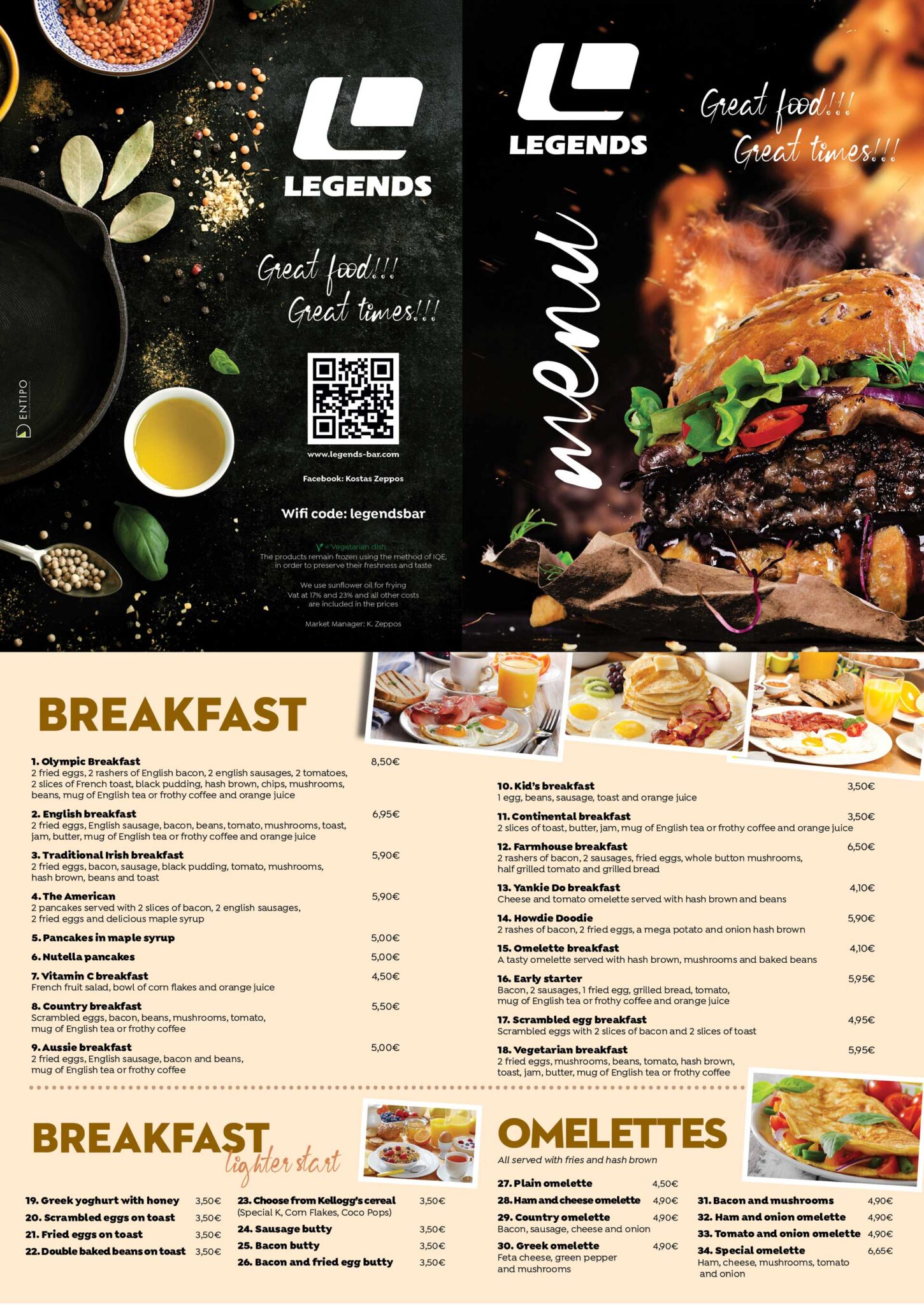 Menu – Legends Bar